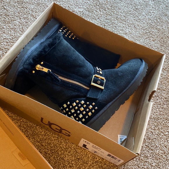 UGG | Shoes | Rare Studded Black Ugg Boots With Zipper | Poshmark